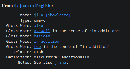 regarding multiple sentences, something helpful there is in lojban, an actual word meaning ...